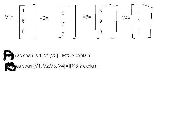 Solved V1 = [1 6 8] V2 = [5 7 7] V3 = [3 9 6] V4 = [1 | Chegg.com