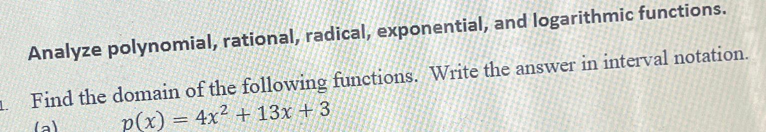 Solved Analyze polynomial, rational, radical, exponential, | Chegg.com