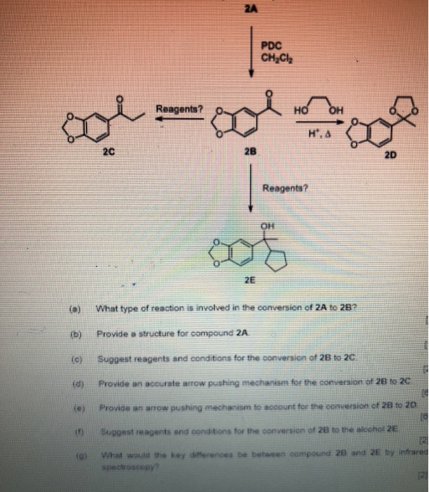 Solved 2A PDC CHCI Reagents ? но OH sol = H. 2B 20 Reagents | Chegg.com