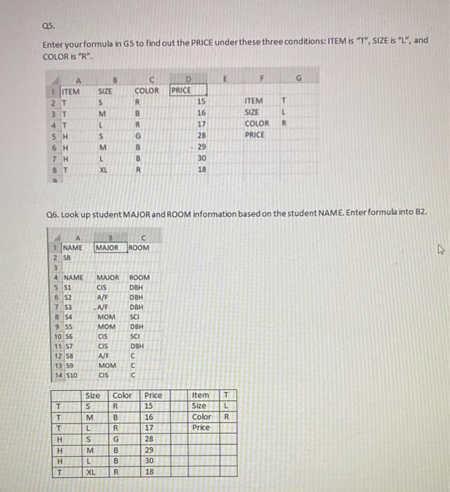 Solved Completing each question by using (1) VLOOKUP. (2) | Chegg.com