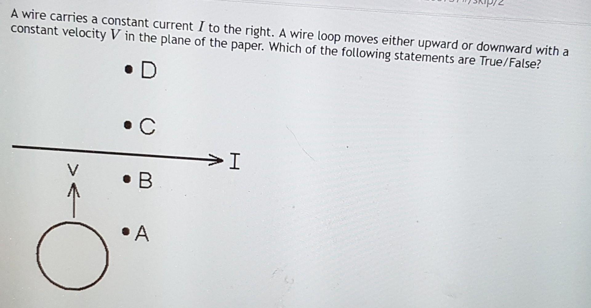 Solved A wire carries a constant current I to the right. A | Chegg.com