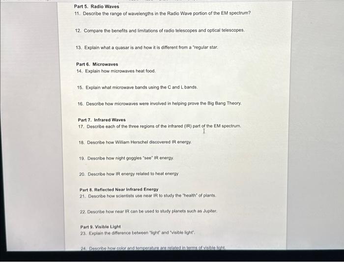 Solved Electromagnetic Wave Scavenger Hunt We will be using | Chegg.com