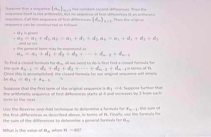 Solved Suppose that a sequence {an}n≥1 has constant | Chegg.com
