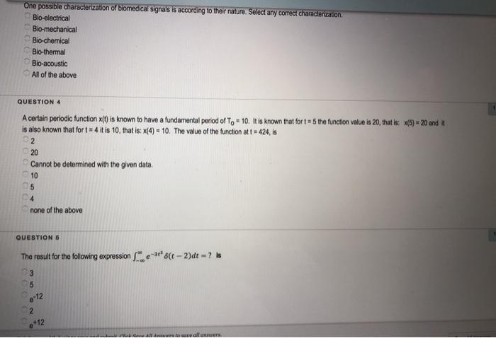 Solved One possible characterization of biomedical signals | Chegg.com