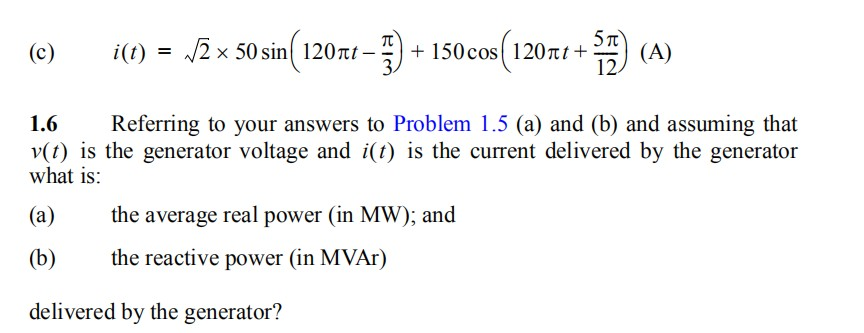 Solved 1.5 Represent each of the following sinusoidal | Chegg.com