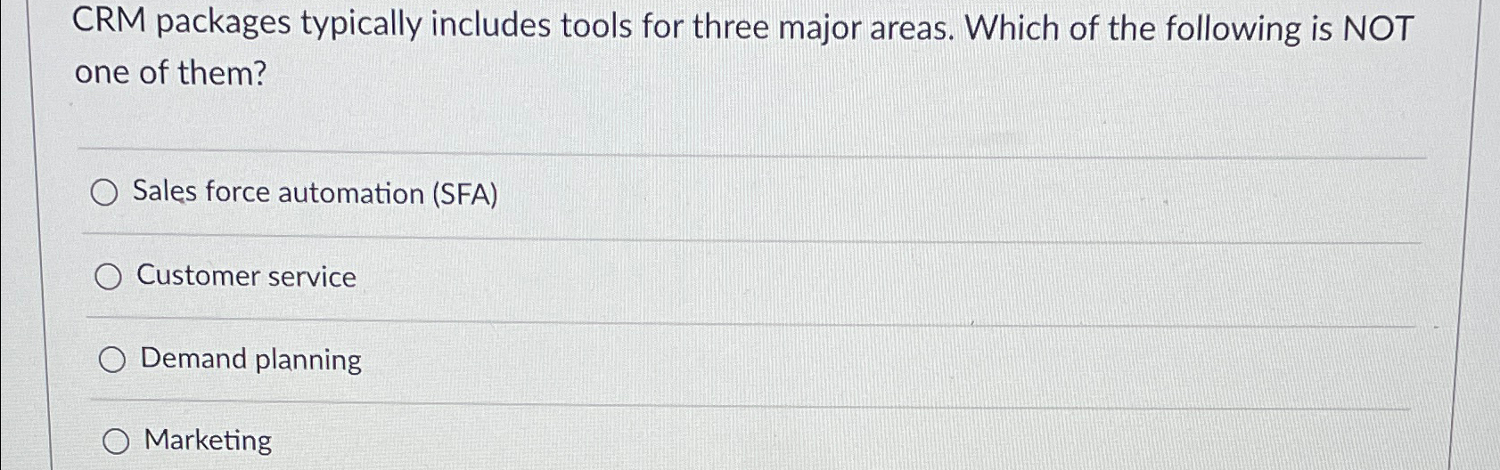 Solved CRM packages typically includes tools for three major | Chegg.com