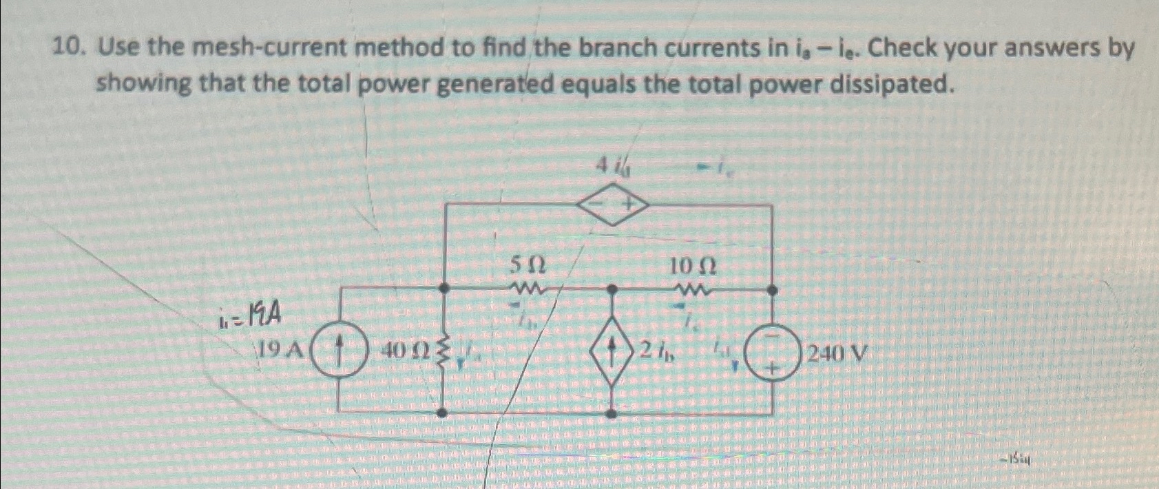 Use the mesh-current method to find the branch | Chegg.com