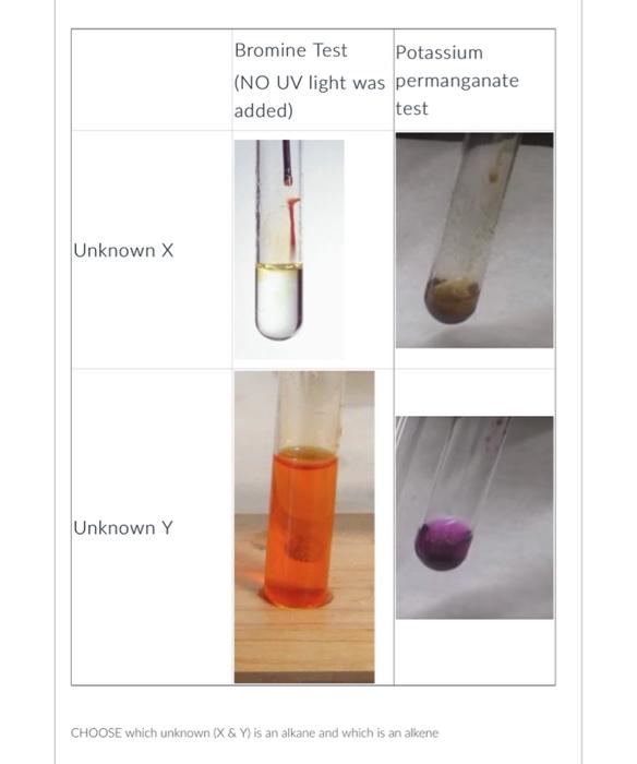 Solved CHOOSE which unknown (X & Y) is an alkane and which | Chegg.com