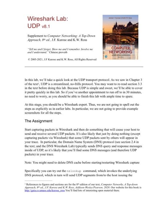 Solved Wireshark Lab: UDP v8.1 Supplement to Computer | Chegg.com