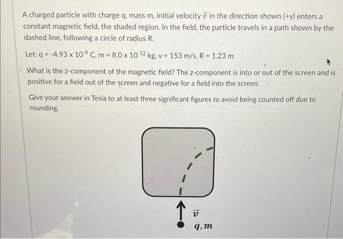 Solved A charged particle with charge q, mass m, initial | Chegg.com
