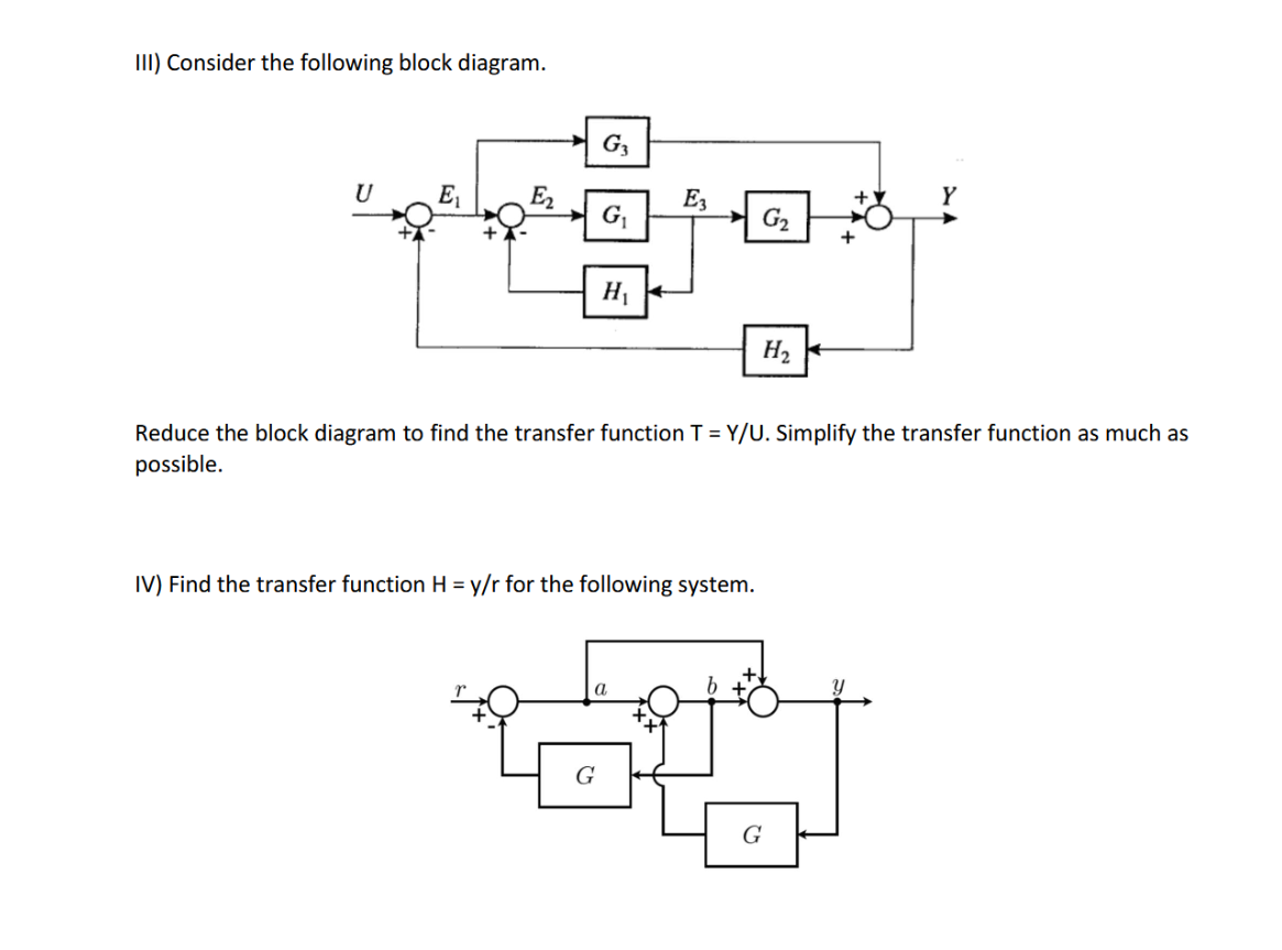 Solved III) ﻿Consider the following block diagram.Reduce the | Chegg.com