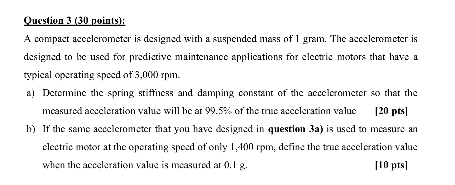 Solved Question 3 (30 ﻿points):A compact accelerometer is | Chegg.com