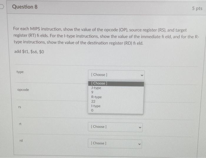 Solved For each MIPS instruction, show the value of the | Chegg.com