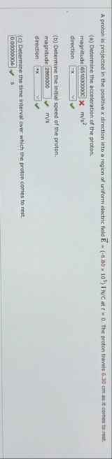 Solved A proton is projected in the positive x ﻿direction | Chegg.com