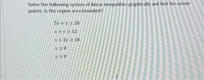 Solved Solve the following system of linear inequalities | Chegg.com