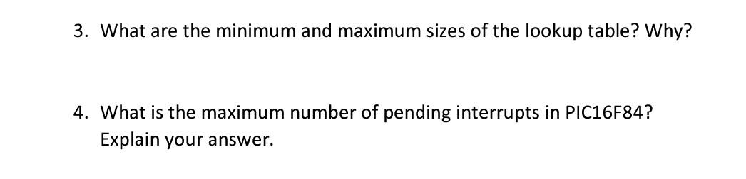 Solved 3. What are the minimum and maximum sizes of the | Chegg.com