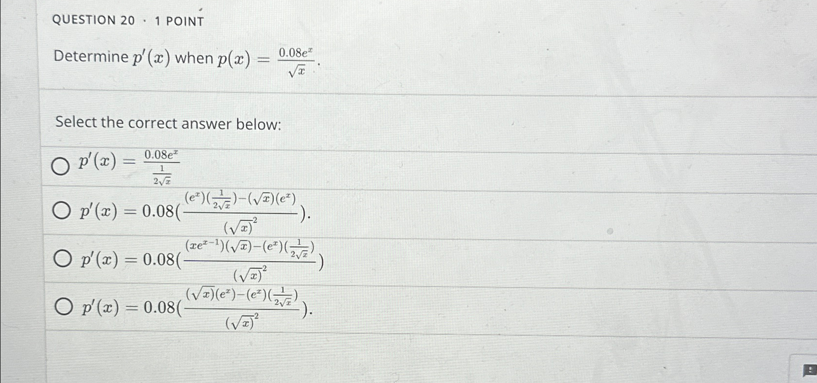 Solved QUESTION 20 - 1 ﻿POINTDetermine p'(x) ﻿when | Chegg.com