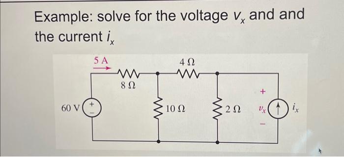 Solved Example: solve for the voltage vx and and the current | Chegg.com