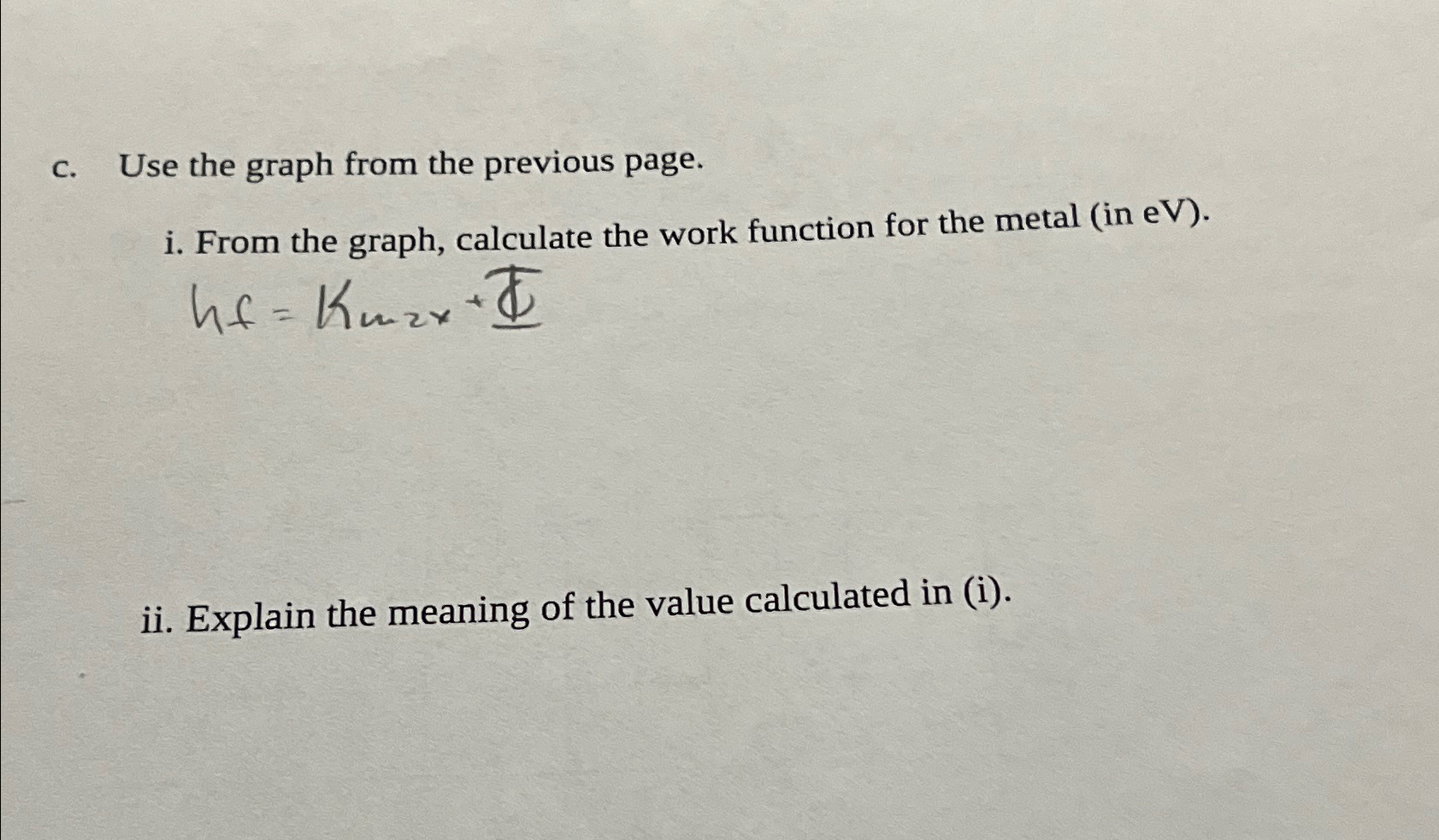 Solved c. ﻿Use the graph from the previous page.i. ﻿From the | Chegg.com