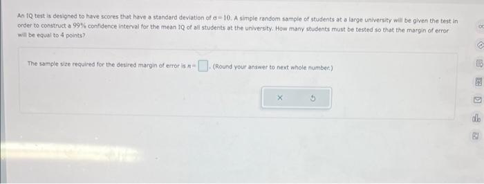 Solved An 1Q test is designed to have scores that have a | Chegg.com