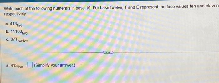 Solved Write each of the following numerals in base 10. For | Chegg.com