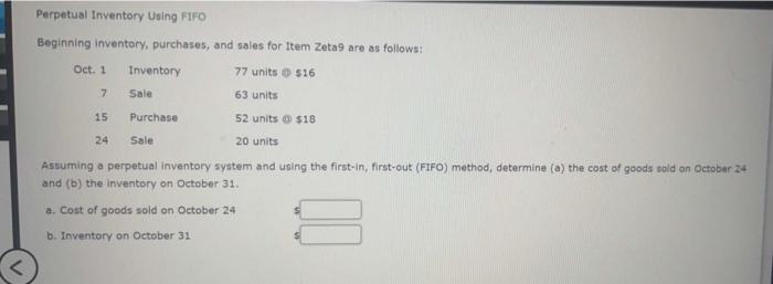 Solved Perpetual Inventory Using FIfo Beginning inventory, | Chegg.com