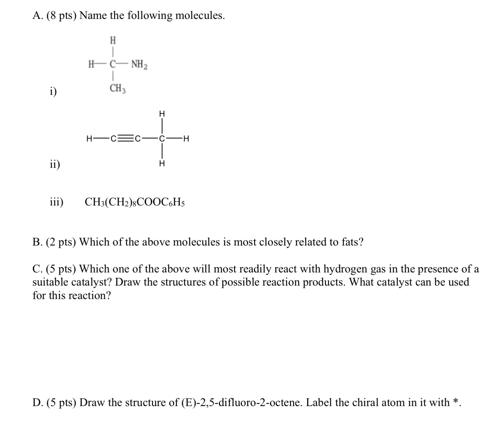 Solved A. (8 ﻿pts) ﻿Name the following | Chegg.com