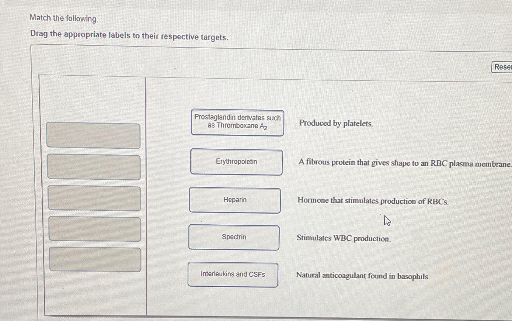 Solved Match the following.Drag the appropriate labels to | Chegg.com
