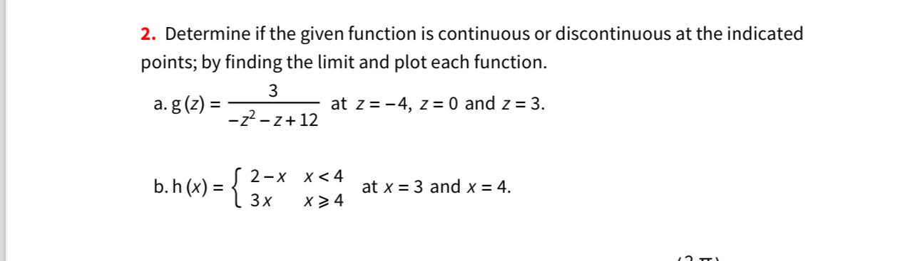 Solved Determine if the given function is continuous or | Chegg.com