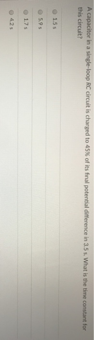 Solved A capacitor in a single-loop RC circuit is charged to | Chegg.com