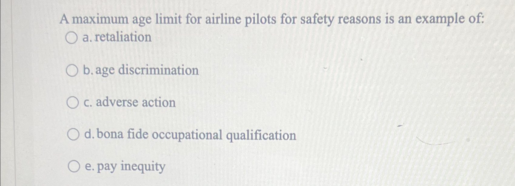 Solved A maximum age limit for airline pilots for safety | Chegg.com