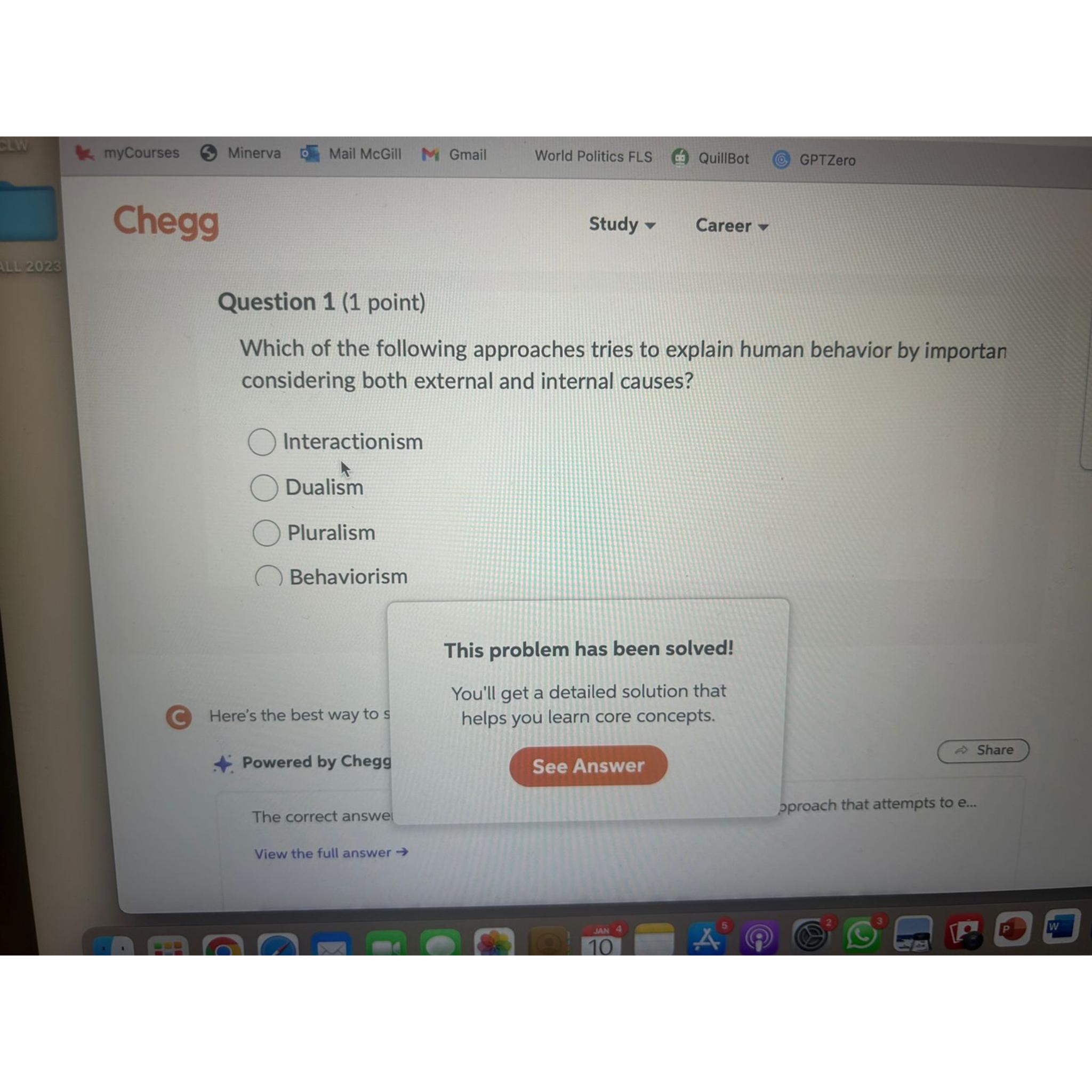 Solved myCoursesMinervaMail McGillGmailWorld Politics | Chegg.com