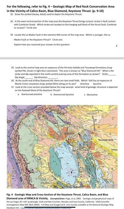 Solved For the following, refer to Fig. 4-Geologic Map of | Chegg.com