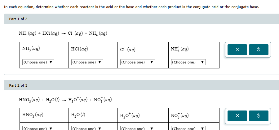 Solved In each equation, determine whether each reactant is | Chegg.com