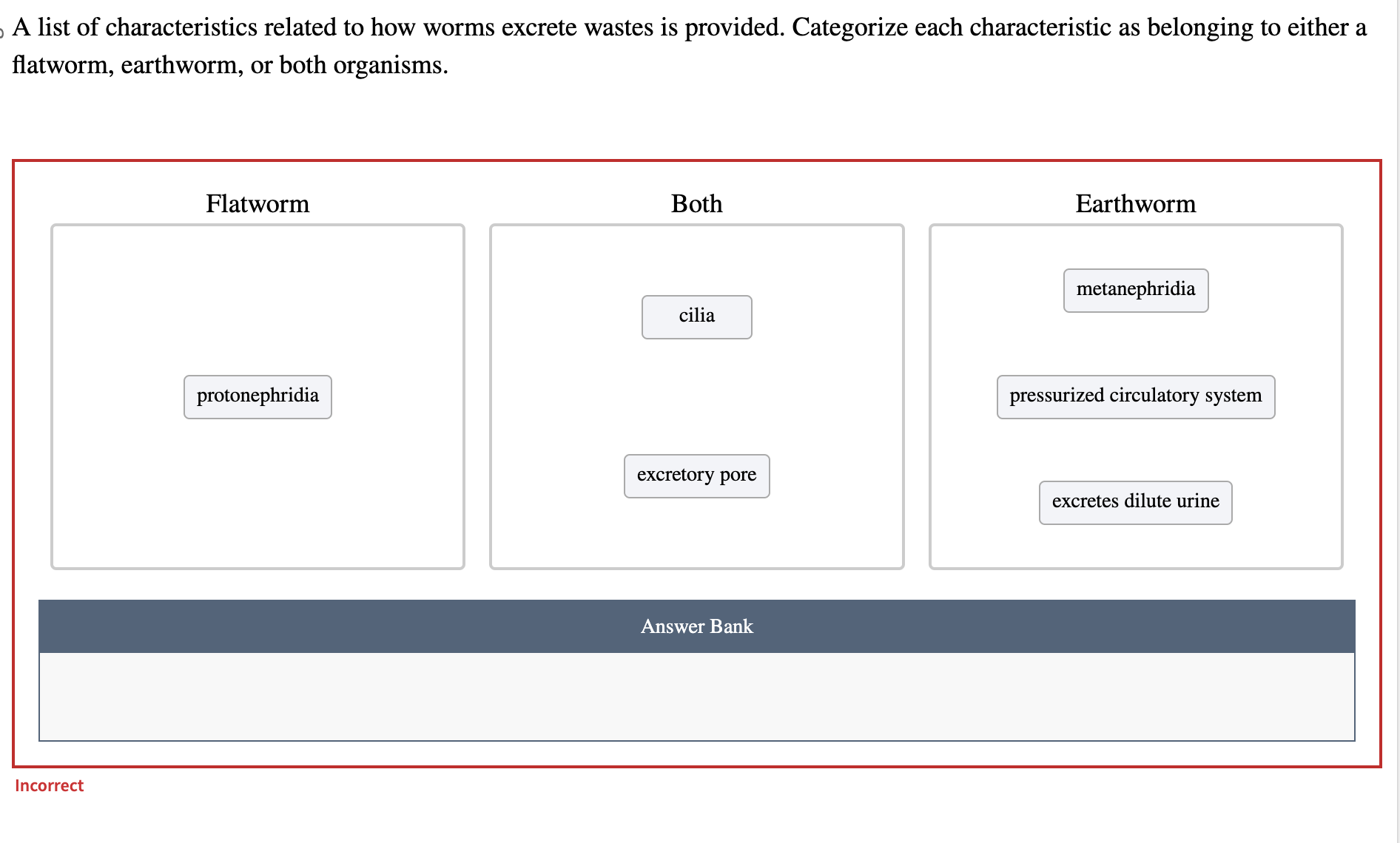 Solved A list of characteristics related to how worms | Chegg.com