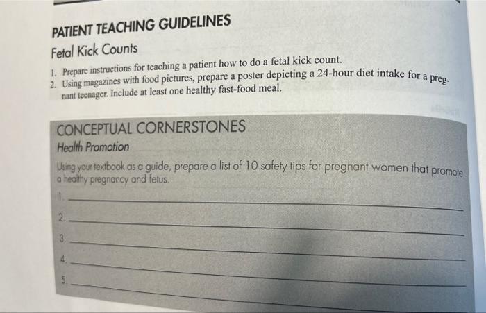Solved PATIENT TEACHING GUIDELINES Fetal Kick Counts 1. | Chegg.com