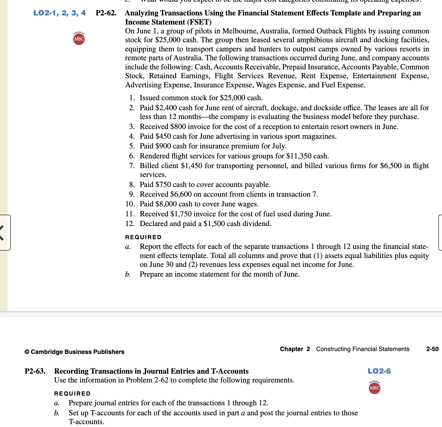 Solved L02-1, 2, 3, 4 ﻿P2-62. ﻿Analyzing Transactions Using | Chegg.com