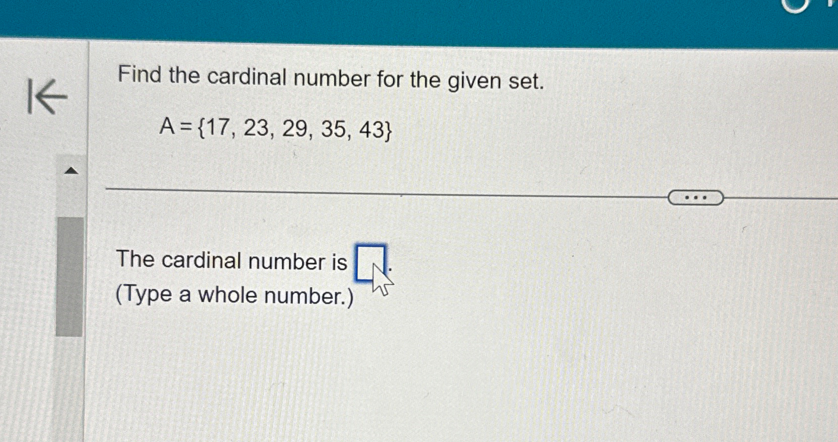 Solved Find the cardinal number for the given | Chegg.com