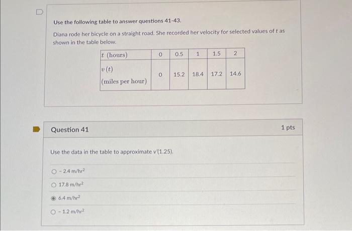 Solved Use the following table to answer questions 41-43. | Chegg.com