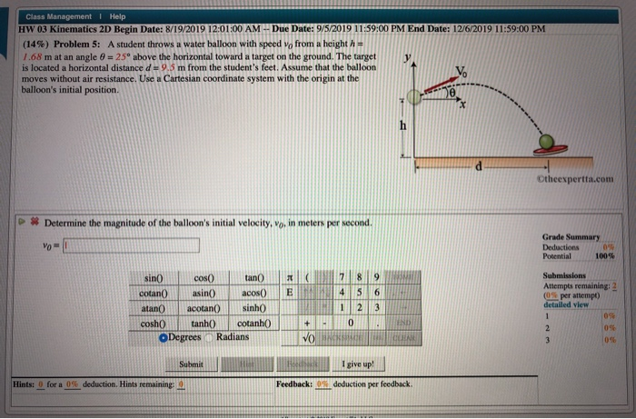Solved Determine the magnitude of the balloon’s initial | Chegg.com