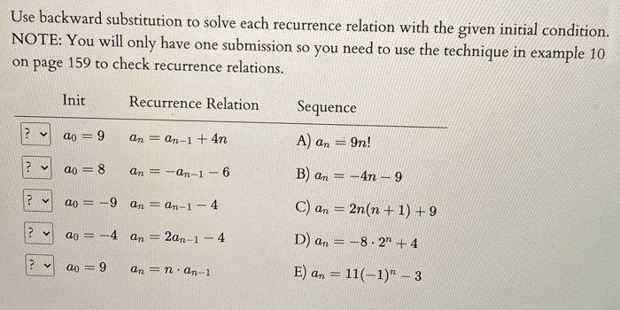 Solved Use Backward Substitution To Solve Each Recurrence 