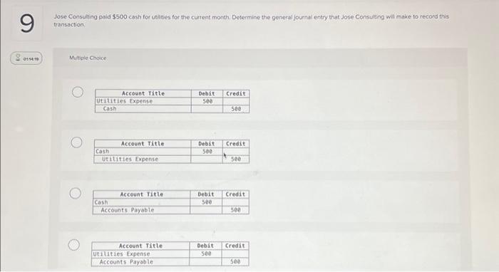 Solved 9 8 01:14:19 Jose Consulting paid $500 cash for | Chegg.com