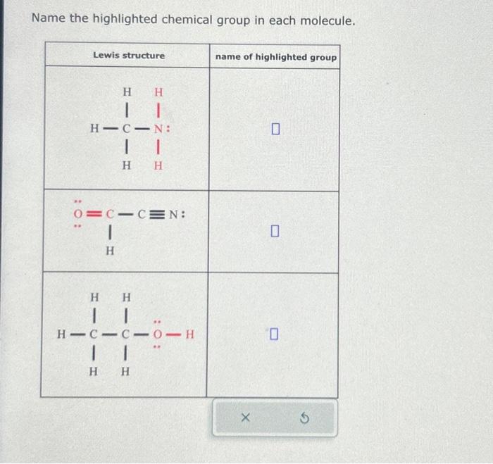 Solved Name the highlighted chemical group in each molecule. | Chegg.com