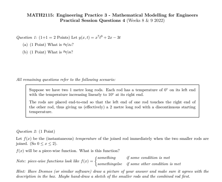 Solved MATH2115: Engineering Practice 3 - Mathematical | Chegg.com