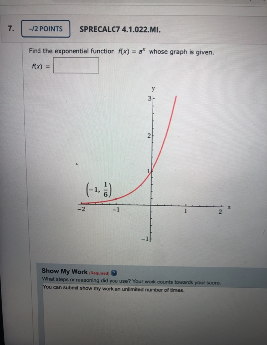 Solved -/2 POINTS SPRECALC7 4.1.022.MI. Find the exponential | Chegg.com