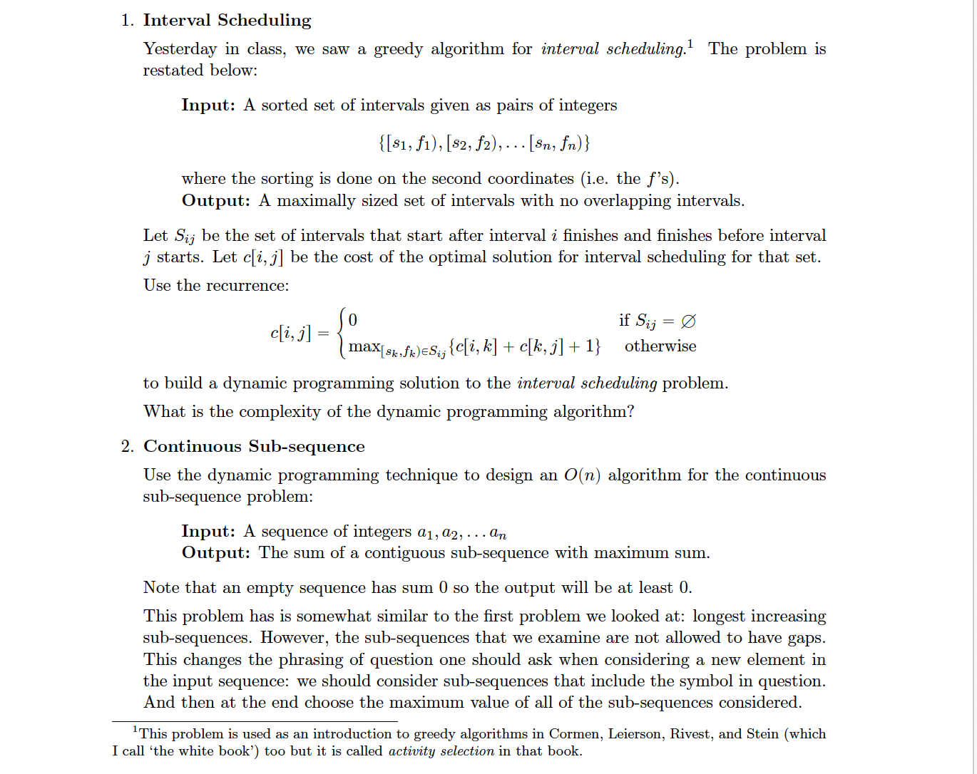 Solved Interval SchedulingYesterday in class, we saw a | Chegg.com