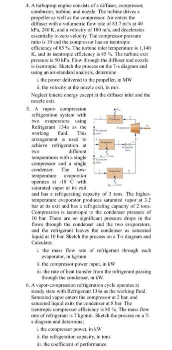 Solved 4. A turboprop engine consists of a diffuser, | Chegg.com