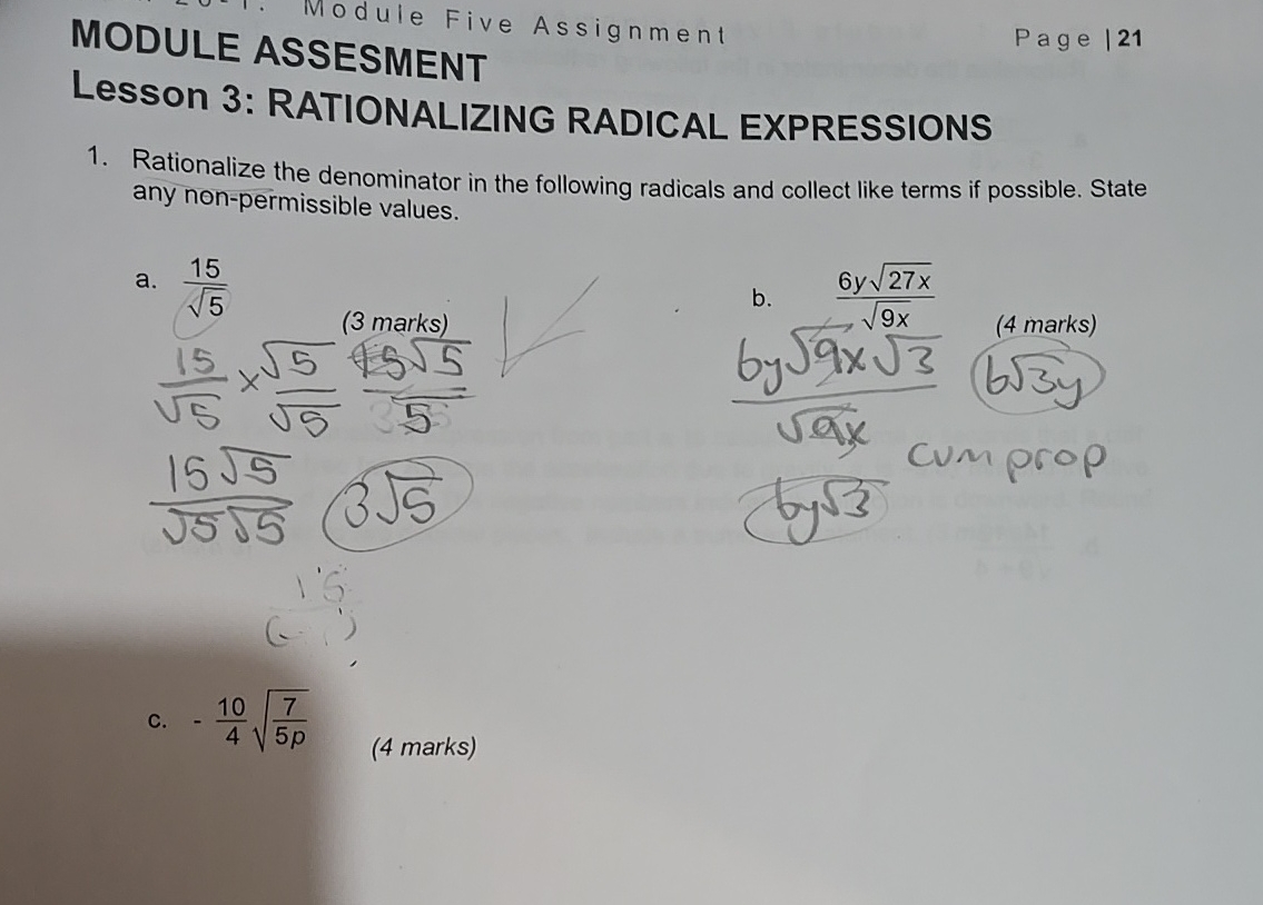 Solved MODULE ASSESMENTPage 121Lesson 3: RATIONALIZING | Chegg.com
