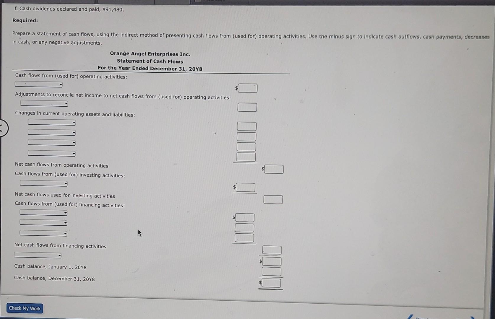 Solved The comparative balance sheet of Orange Angel | Chegg.com