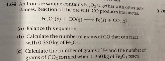 Solved 3 64 An Iron Ore Sample Contains Fe2o3 Together With